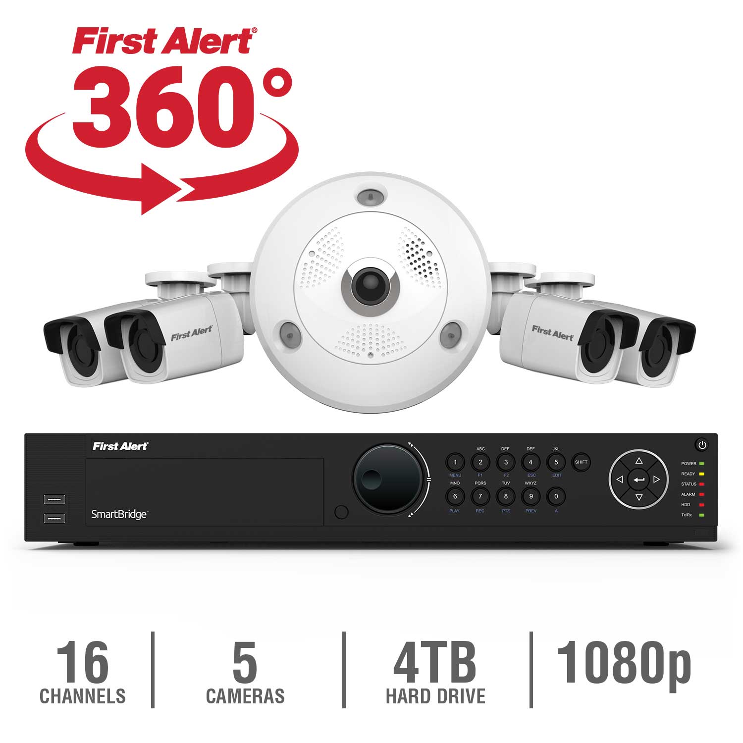 First Alert NC1641F4-360 4TB NVR Surveillance System with 5 Cameras
